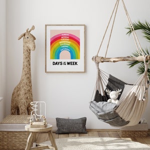 Rainbow Days of the Week, Nursery Art, Classroom Print, Homeschool ...