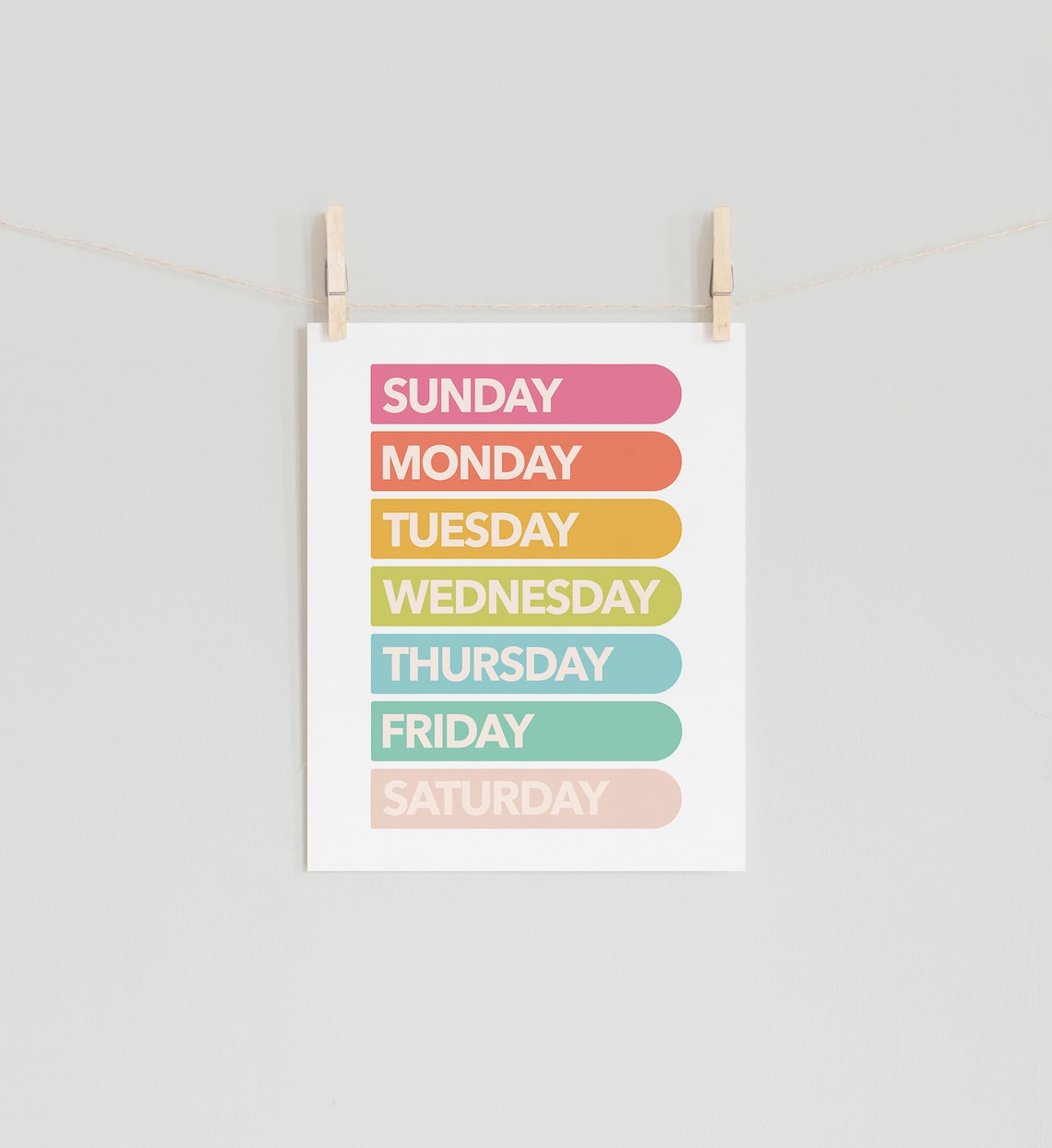 Days of the Week Poster Instant Download Nursery Print - Etsy