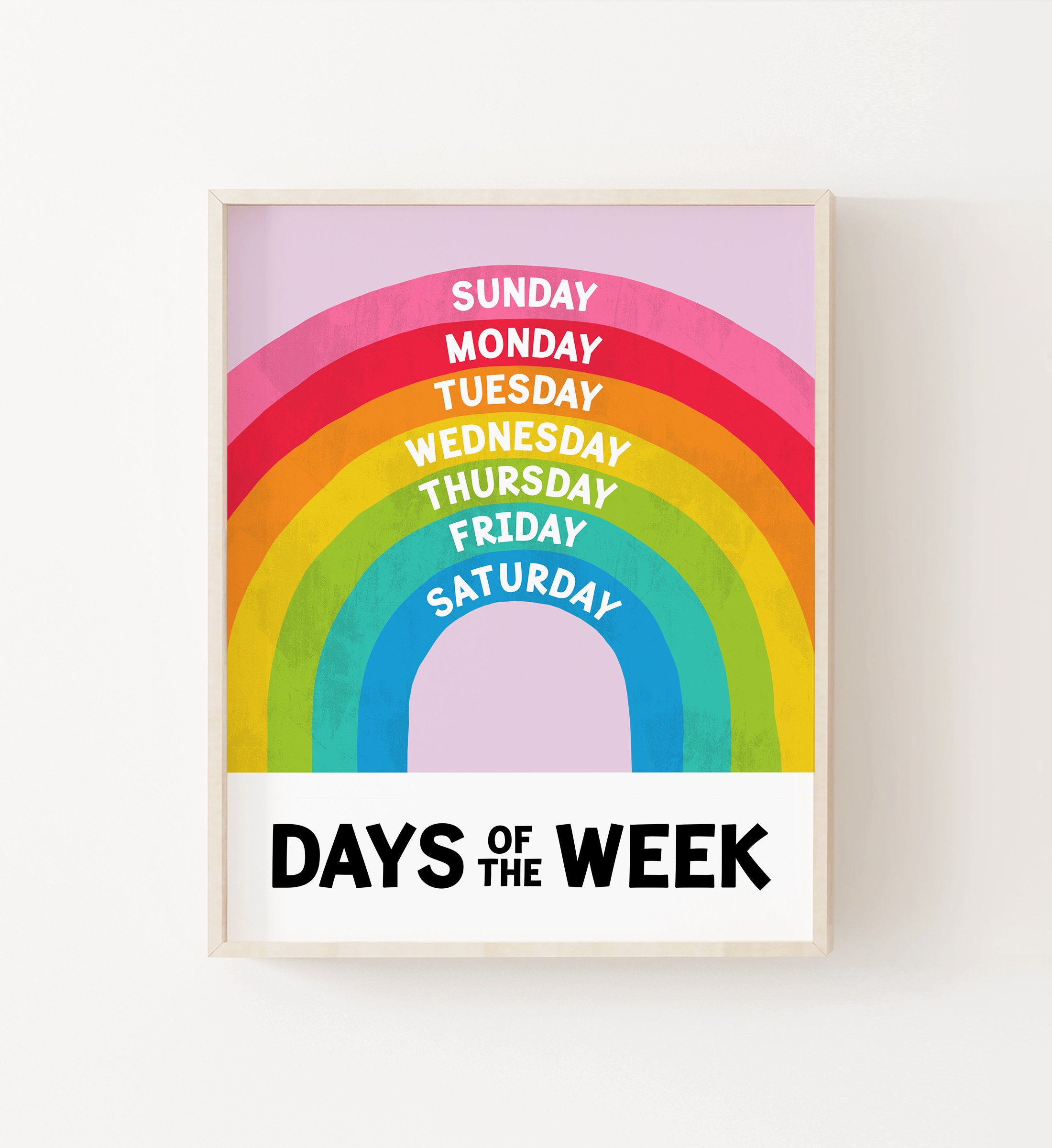 Rainbow Days of the Week Nursery Art Classroom Print | Etsy