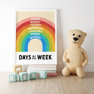 Rainbow Days of the Week, Nursery Art, Classroom Print, Homeschool ...