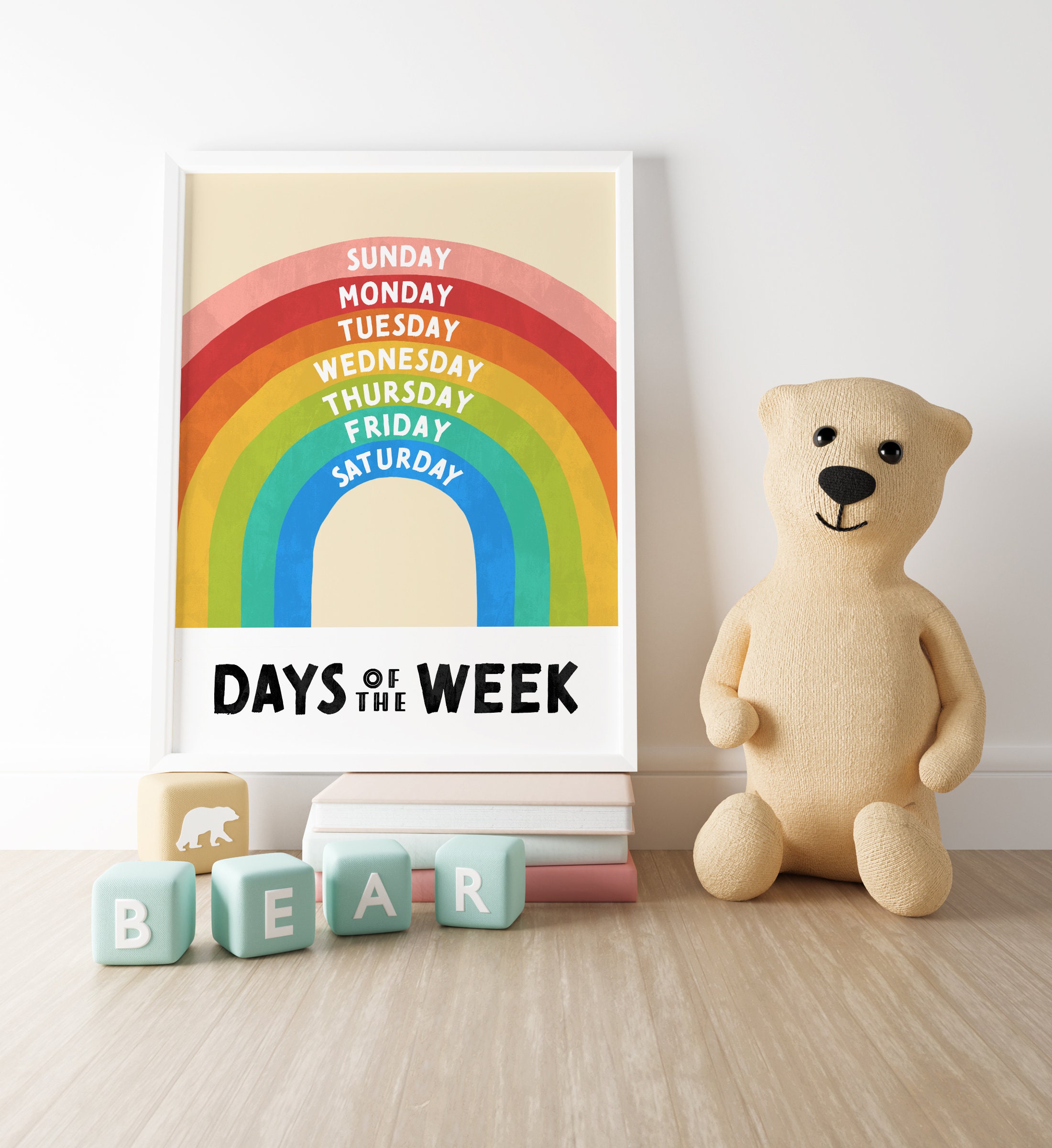 Rainbow Days of the Week Nursery Art Classroom Print | Etsy