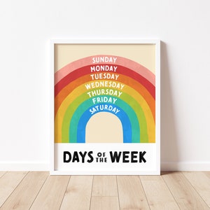 Rainbow Days of the Week, Nursery Art, Classroom Print, Homeschool ...