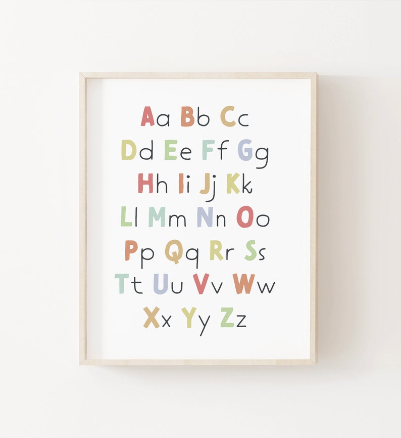 Muted Rainbow Pastel Nursery Alphabet, Nursery Art, Printable Art ...