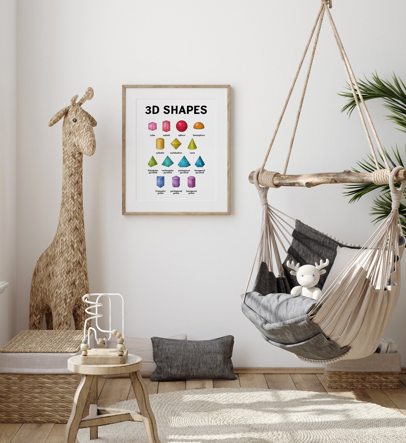 Rainbow 3D Shapes Printable Poster Learning 3D Shapes - Etsy
