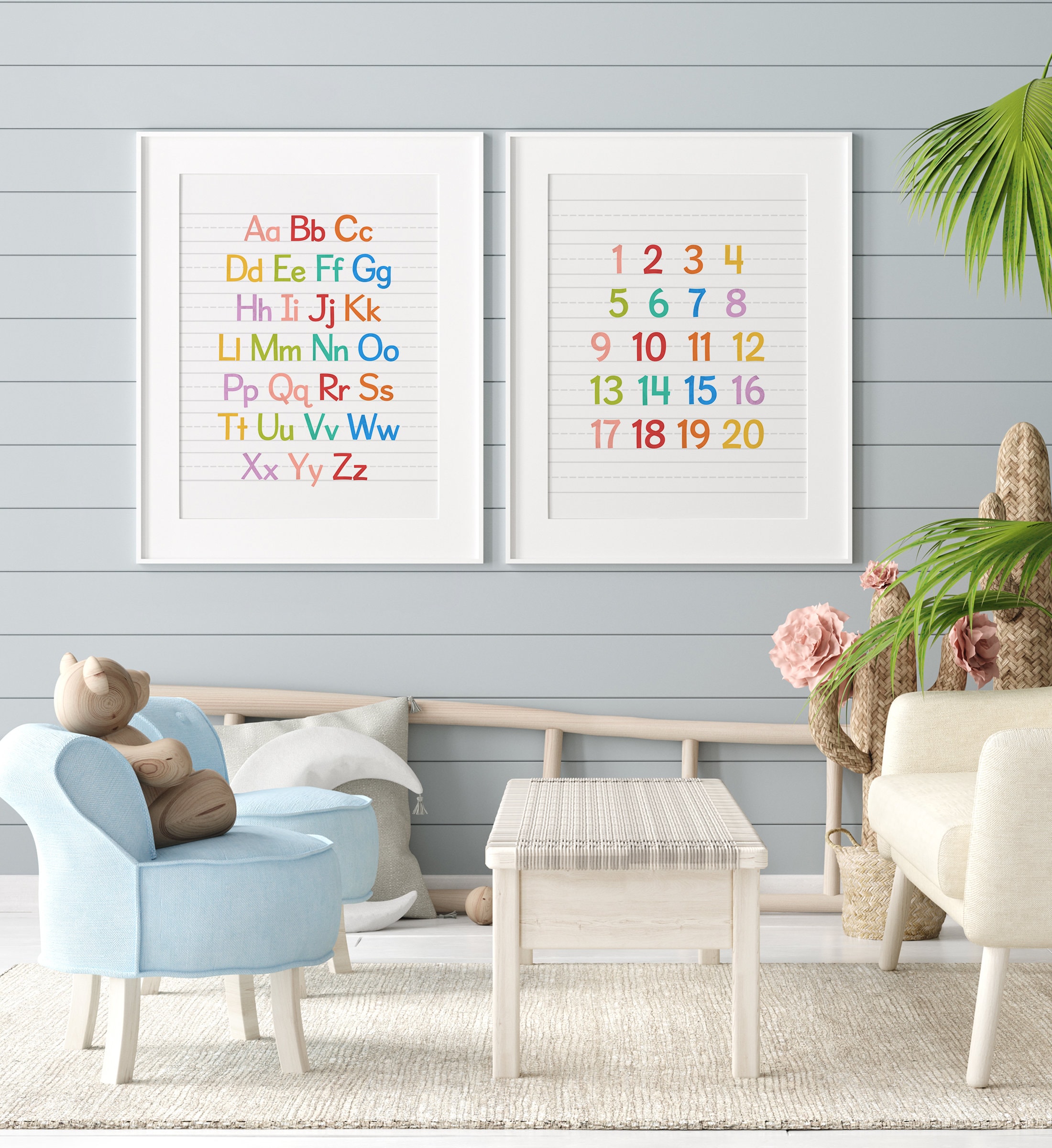 Alphabet and Numbers Printable Art Colorful Classroom Art | Etsy