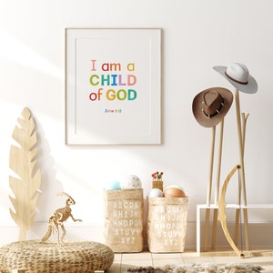 I Am a Child of God Printable Wall Art, Scripture, John 1:12, Colorful ...