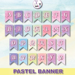 Pastel Birthday Banner Printable Pastel Banner Pastel Pennant Printable ...