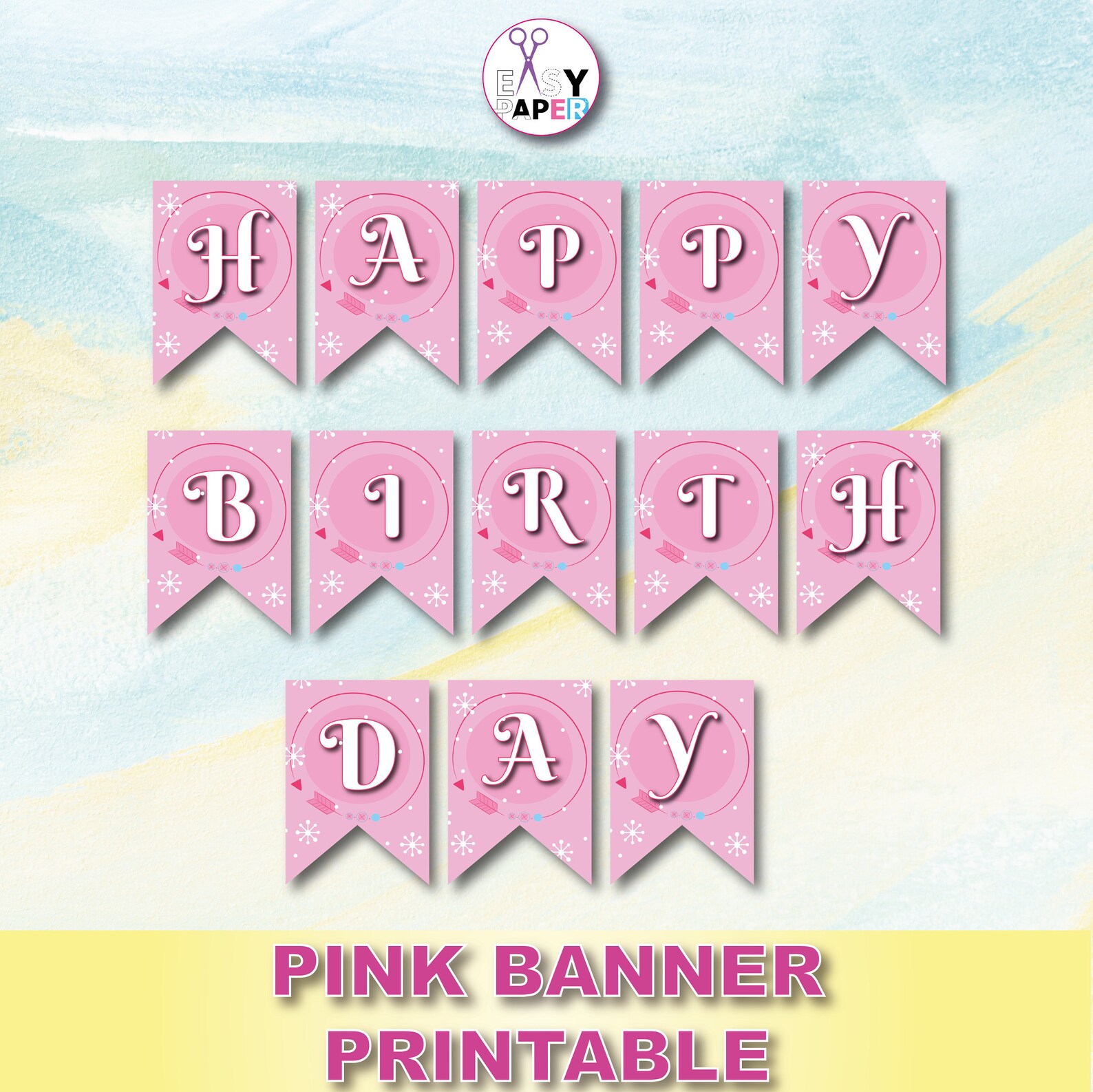 Pastel Birthday Banner Printable Pastel Banner Pastel Pennant Printable ...