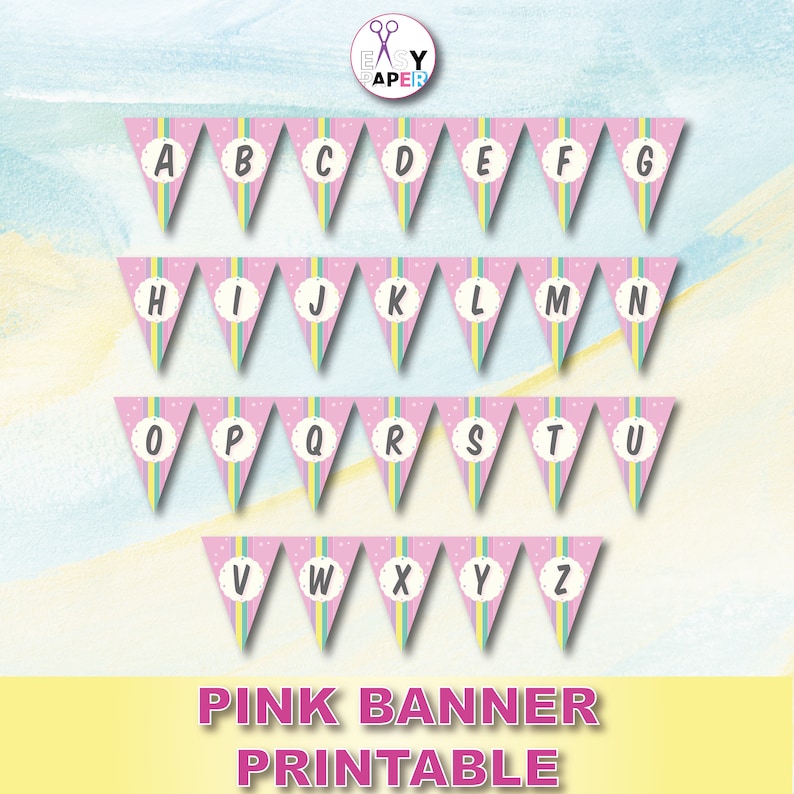 Pastel Birthday Banner Printable Pastel Banner Pastel Pennant Printable ...