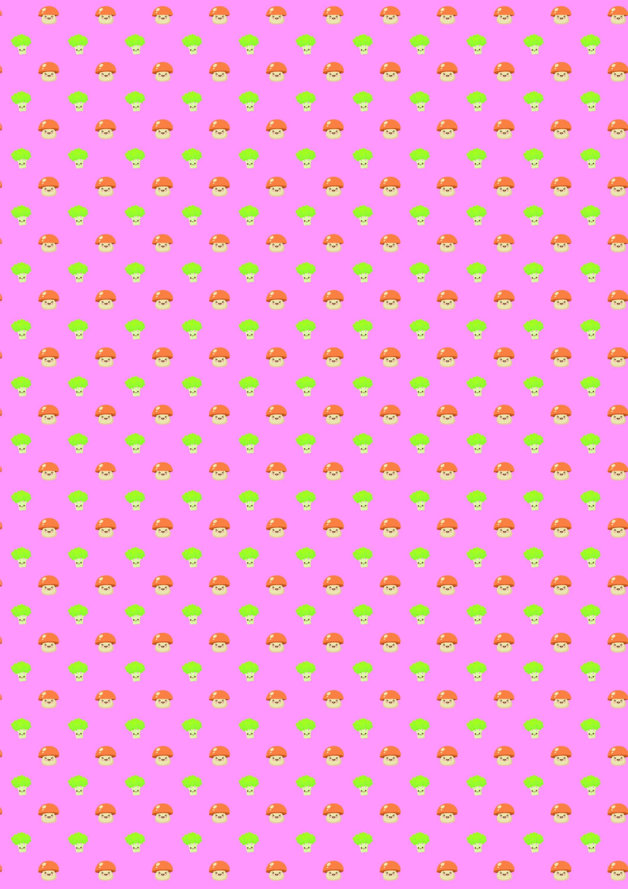 Kawaii Fruits and Veggies Pattern, Scrapbook Paper (digital Download ...