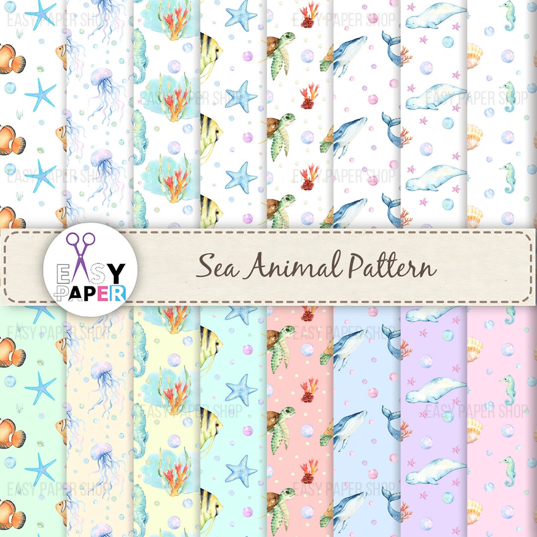 Sea Animal Pattern Digital Paper Downloads , Printable Scrapbook Paper ...