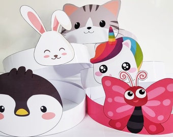 Animal Printable Paper Crown | Crown Template | Animal Headband | Fox ...