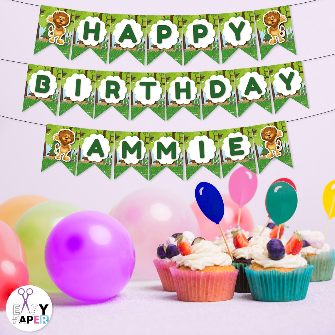 Lion Party Banner Lion Happy Birthday For Kids Printable | Etsy