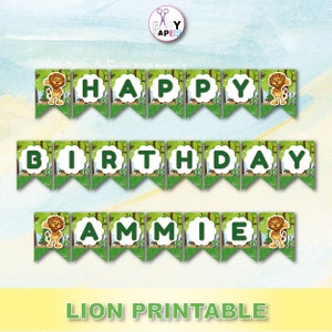 Lion Party Banner - Lion Happy Birthday for Kids - Printable Banner ...