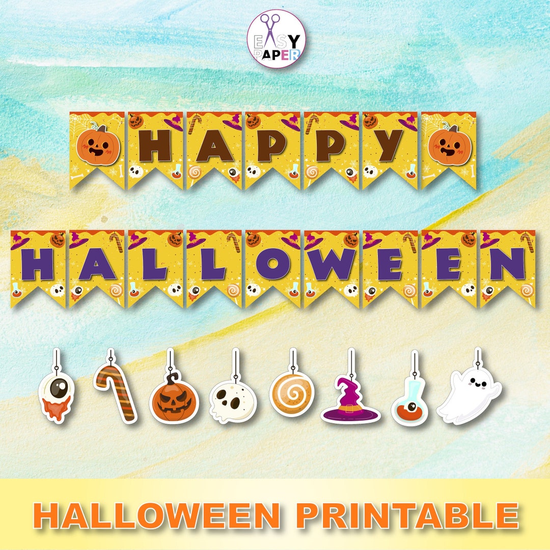Happy Halloween Banner – Printable Pennant Garland (instant Download ...