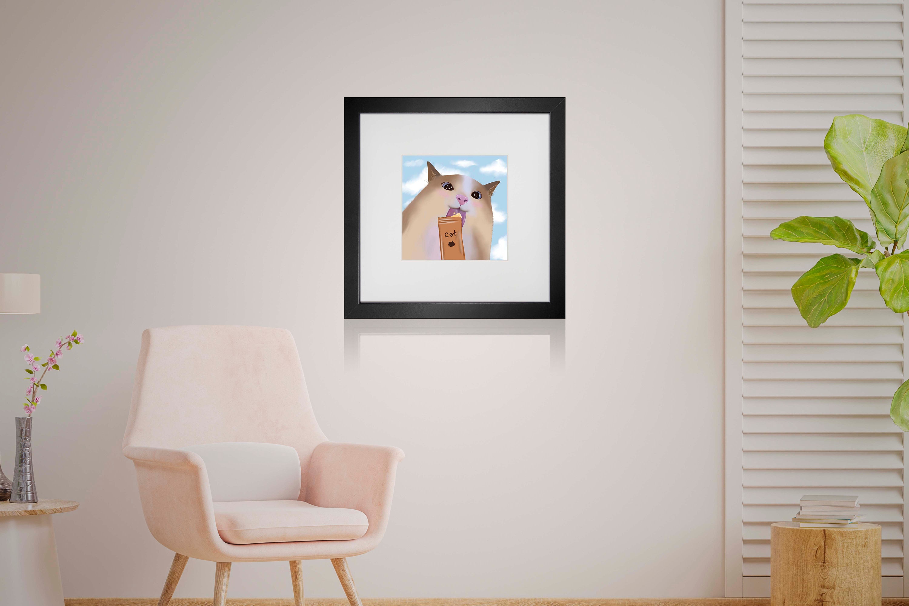 Cat Art Gallery Wall, Cat Print, Cat Poster, Cat Art, Floral Print, Cat ...