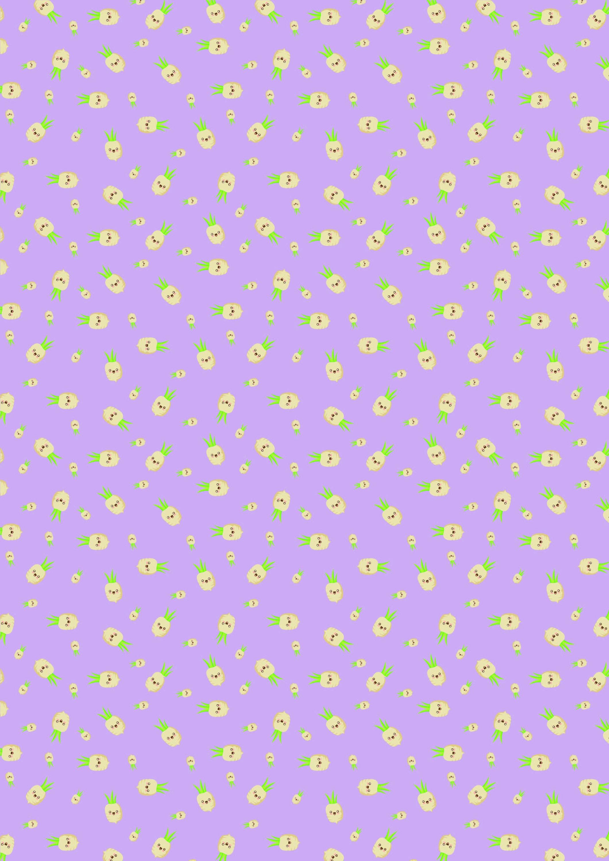 Kawaii Fruits and Veggies Pattern Digital Paper Downloads , Printable ...