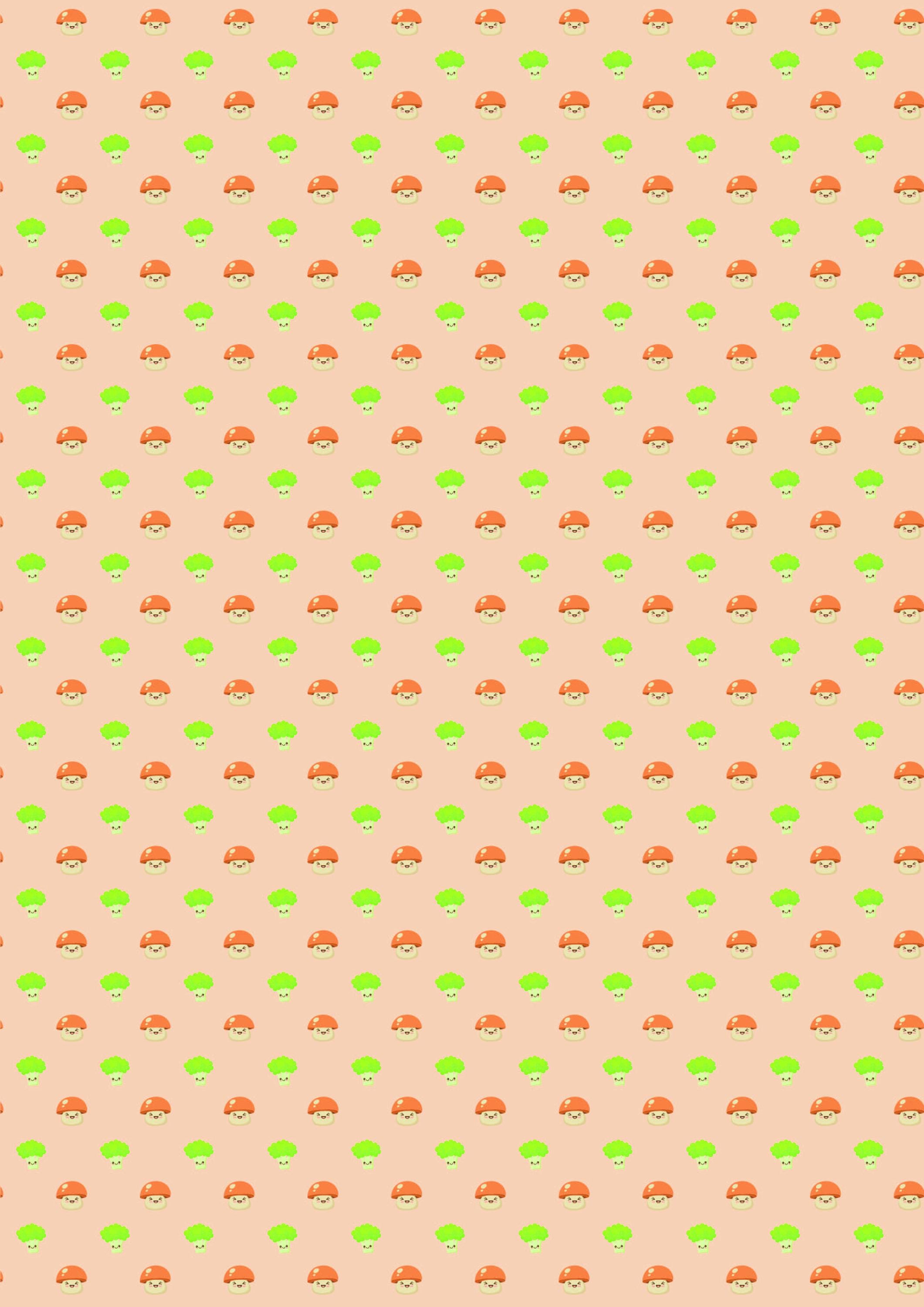 Kawaii Fruits and Veggies Pattern Digital Paper Downloads , Printable ...