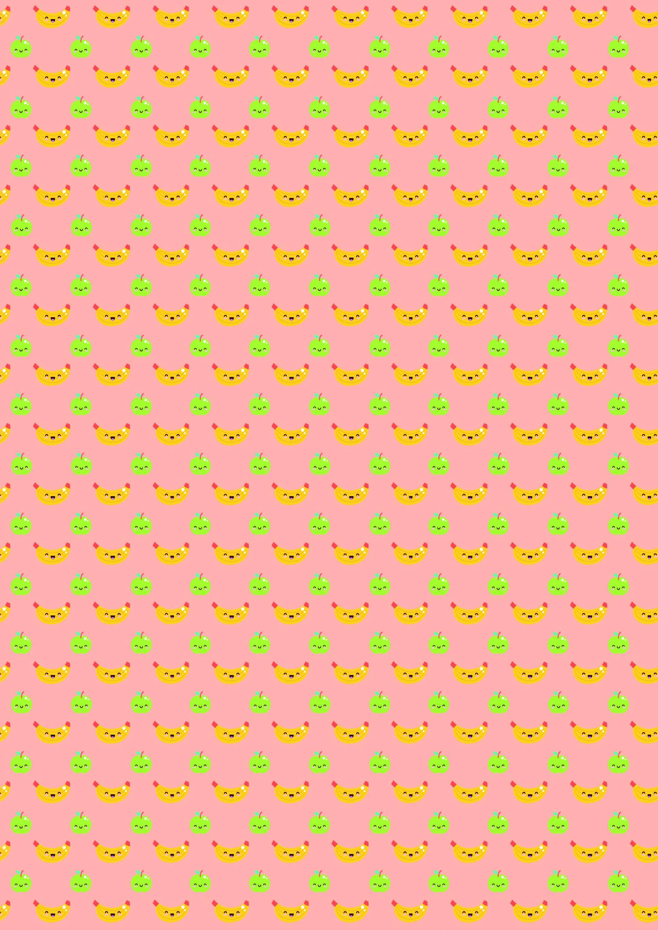 Kawaii Fruit Pattern Digital Paper, Scrapbook Backgrounds (digital ...