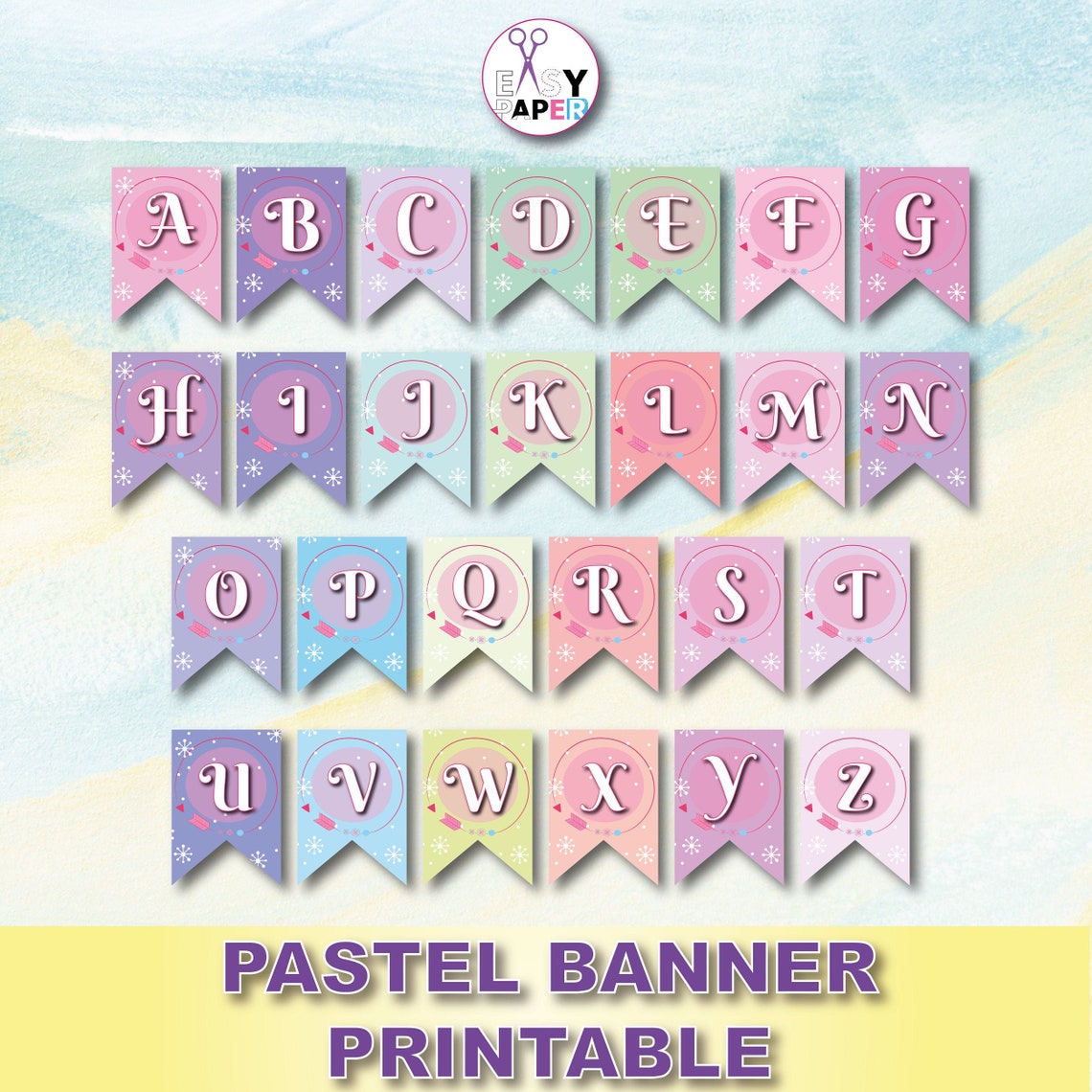 Pastel Birthday Banner - Printable Pastel Banner - Pastel Pennant ...