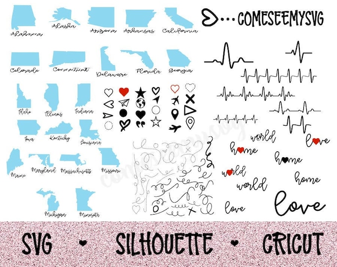 State to State SVG, DXF, PNG, Jpg, Eps Cuttable and Printable All 50 ...