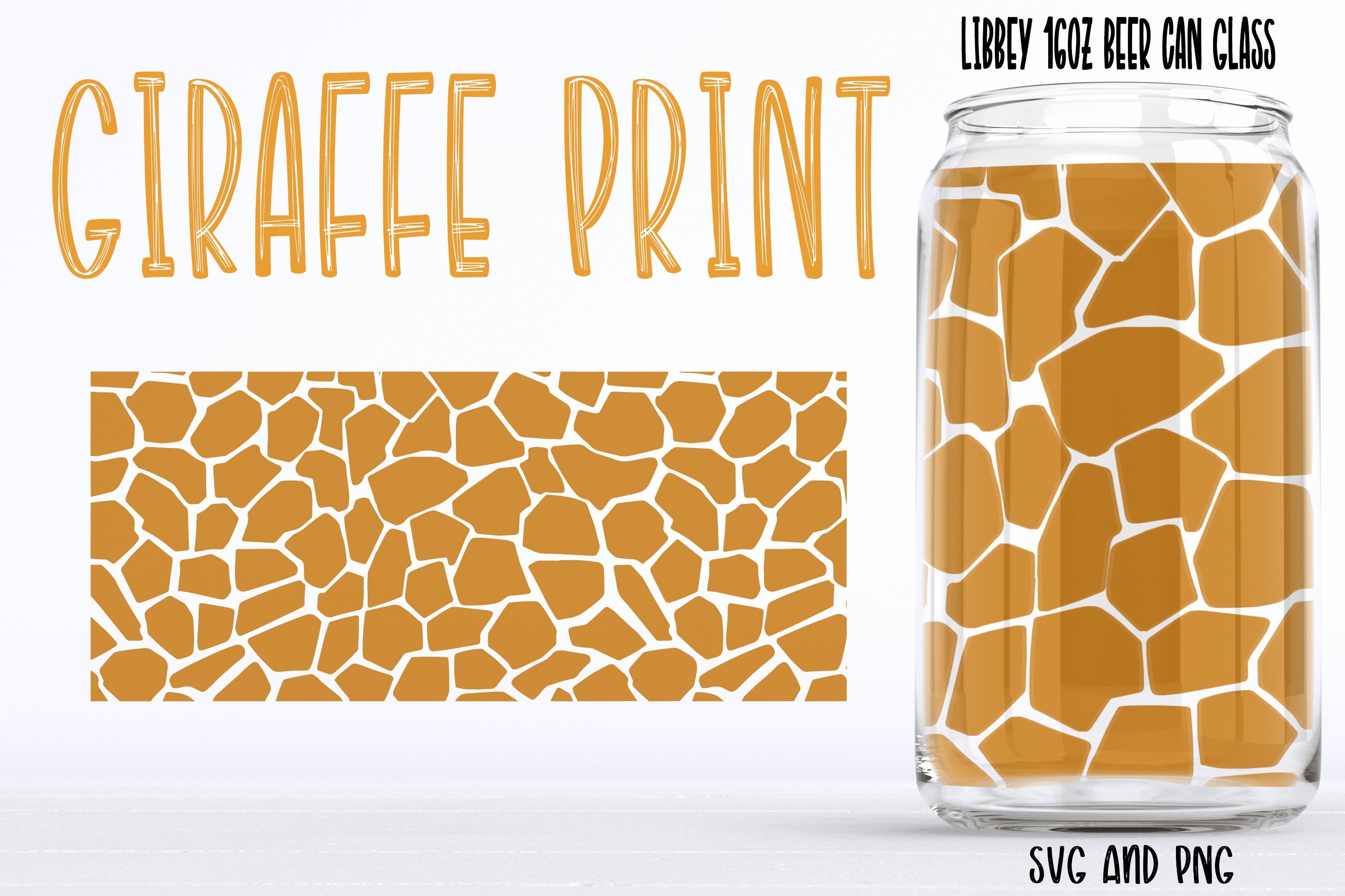 Giraffe Print // Beer Can Glass SVG PNG Wrap - Etsy