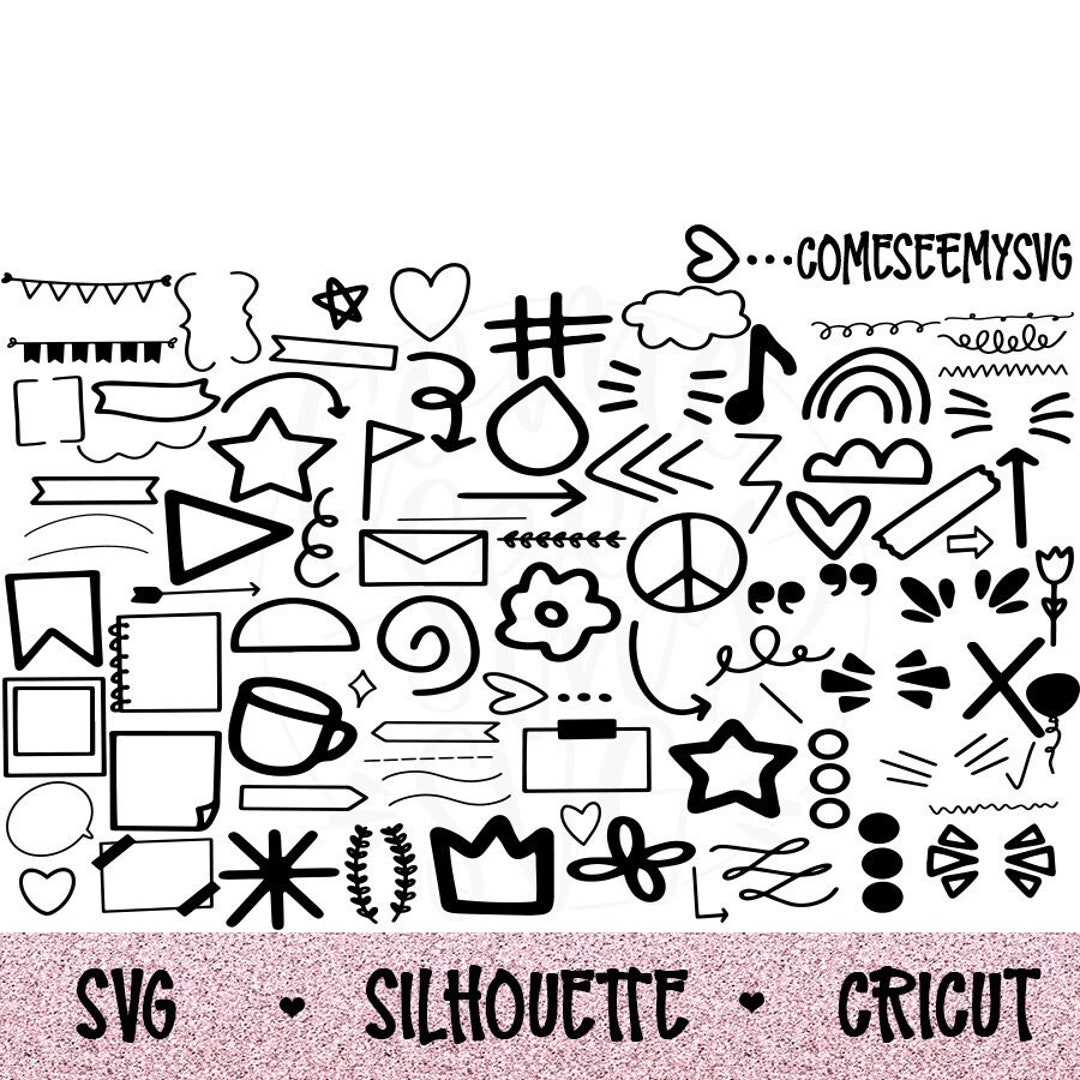 COMMERCIAL USE! Diy 82 SVG Doodle Accent Elements Hand-drawn Ai Master ...