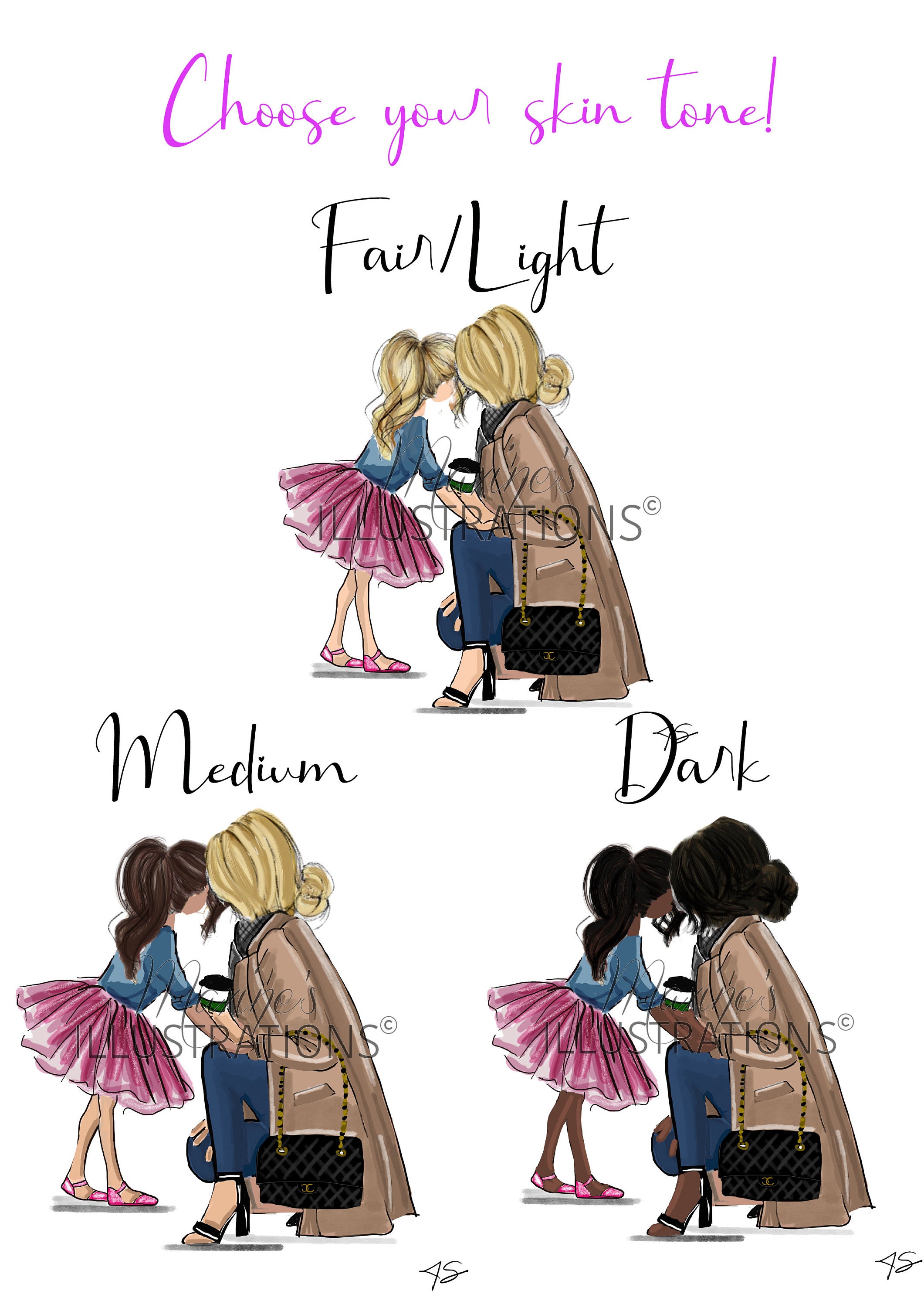 Personalised Mother and Daughter Print, Art, Home Decor, Fashion ...