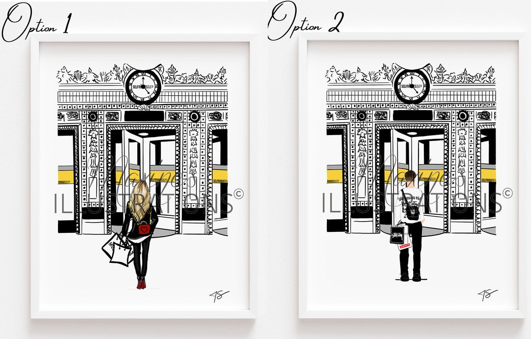 Personalised Art Print Fashion Selfridges London, Wall Art, Gift ...