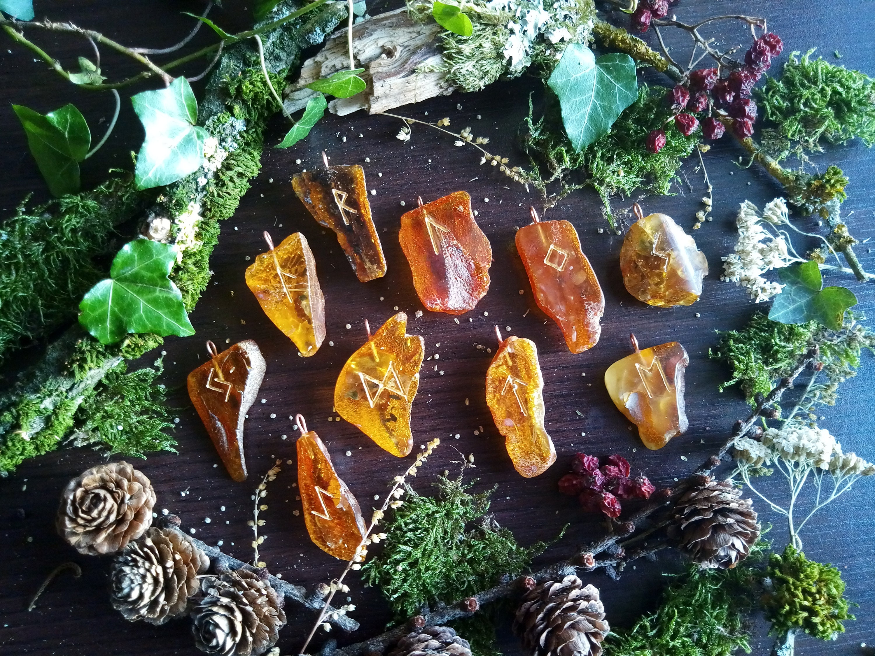 Laguz Rune PendantNatural Amber Laukaz Pendant Baltic Amber | Etsy