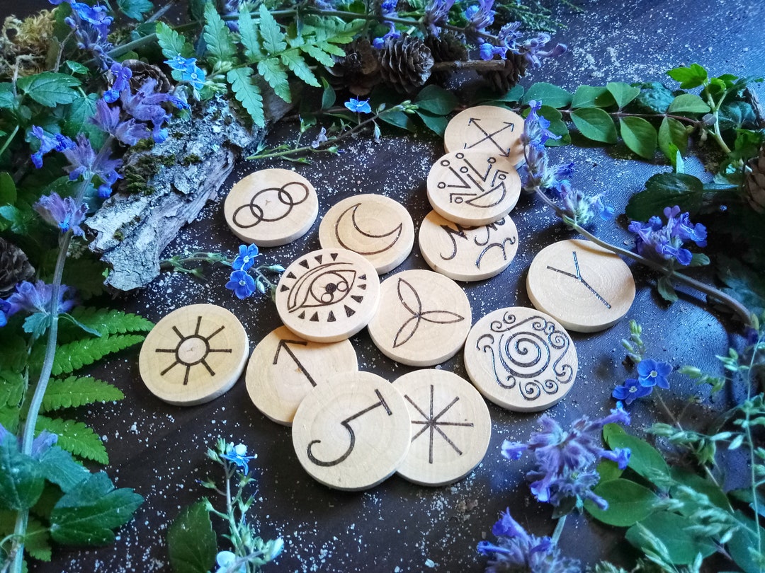 Witches Runes Black Alder Wood Set,13 Witches Runes Hand Made ...