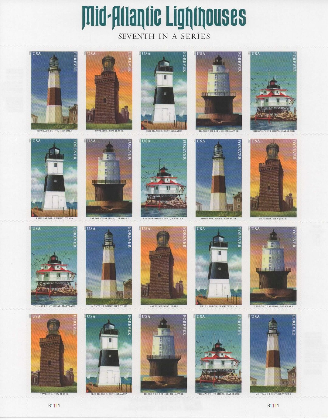 Mid-atlantic Lighthouses Stamps - Etsy