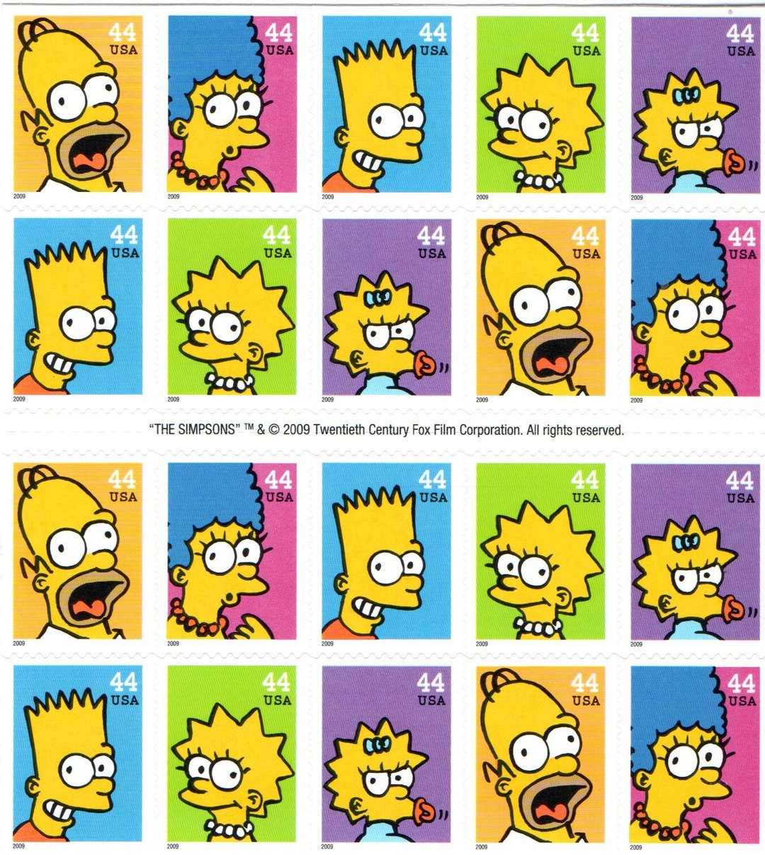 Simpsons Postage Stamps - Etsy