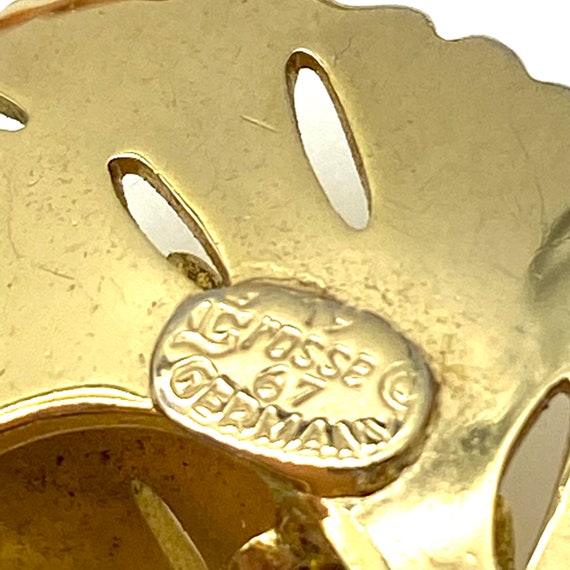 Grossé 1967 Germany Gold Plated Abstract Brooch - Gem