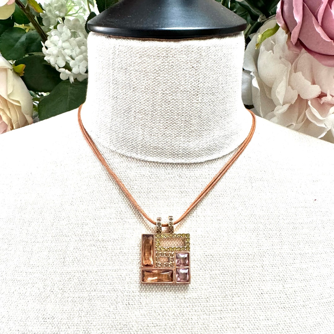 Swarovski (swan Hallmark) Geometric Crystal Rose Gold Tone Plated ...