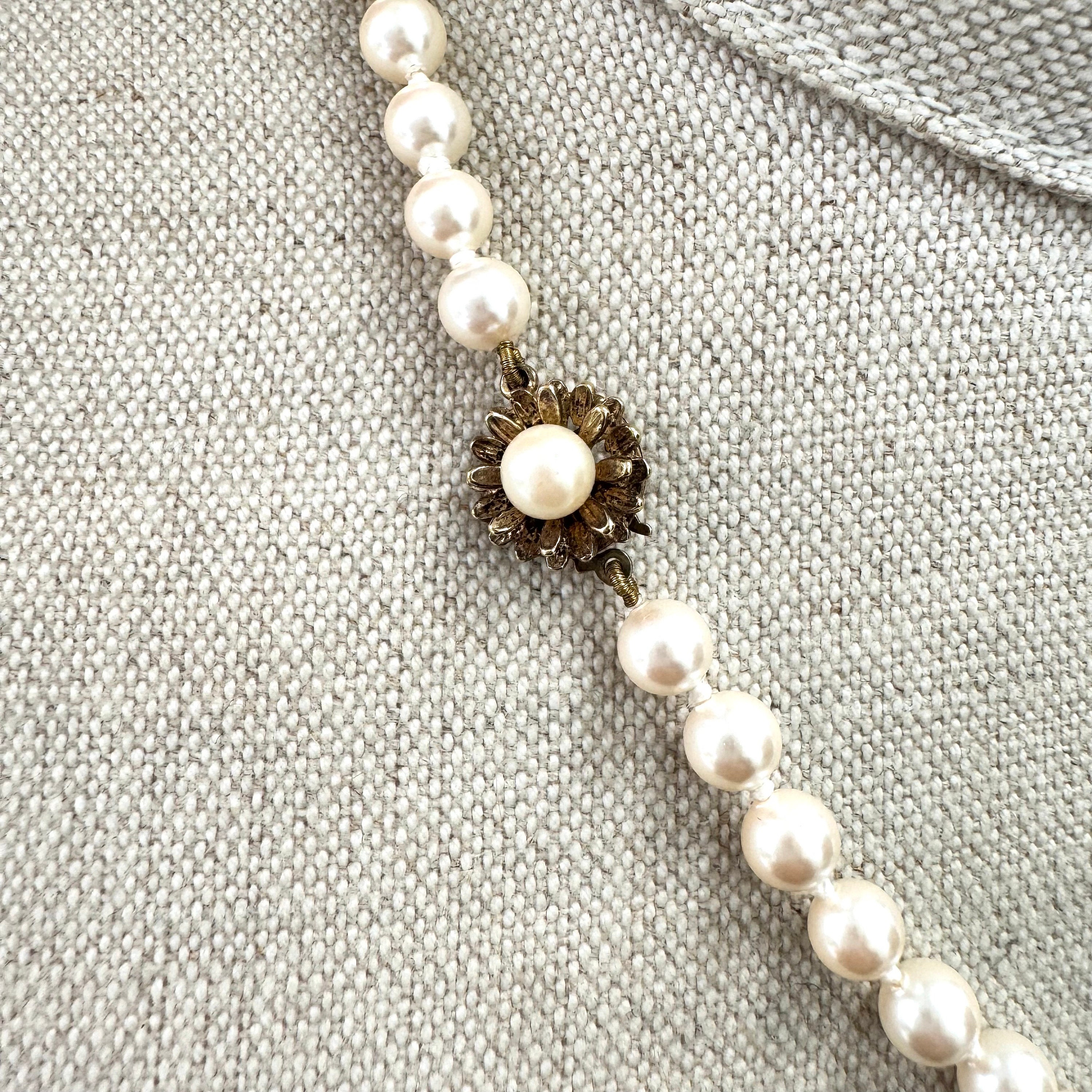 925 Jka Kohle of Pforzheim Germany Hand Knotted Imitation Pearl ...