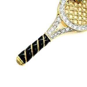 CIRO Gold Plated Tennis Racquet and Tennis Ball Enamel and Rhinestone ...