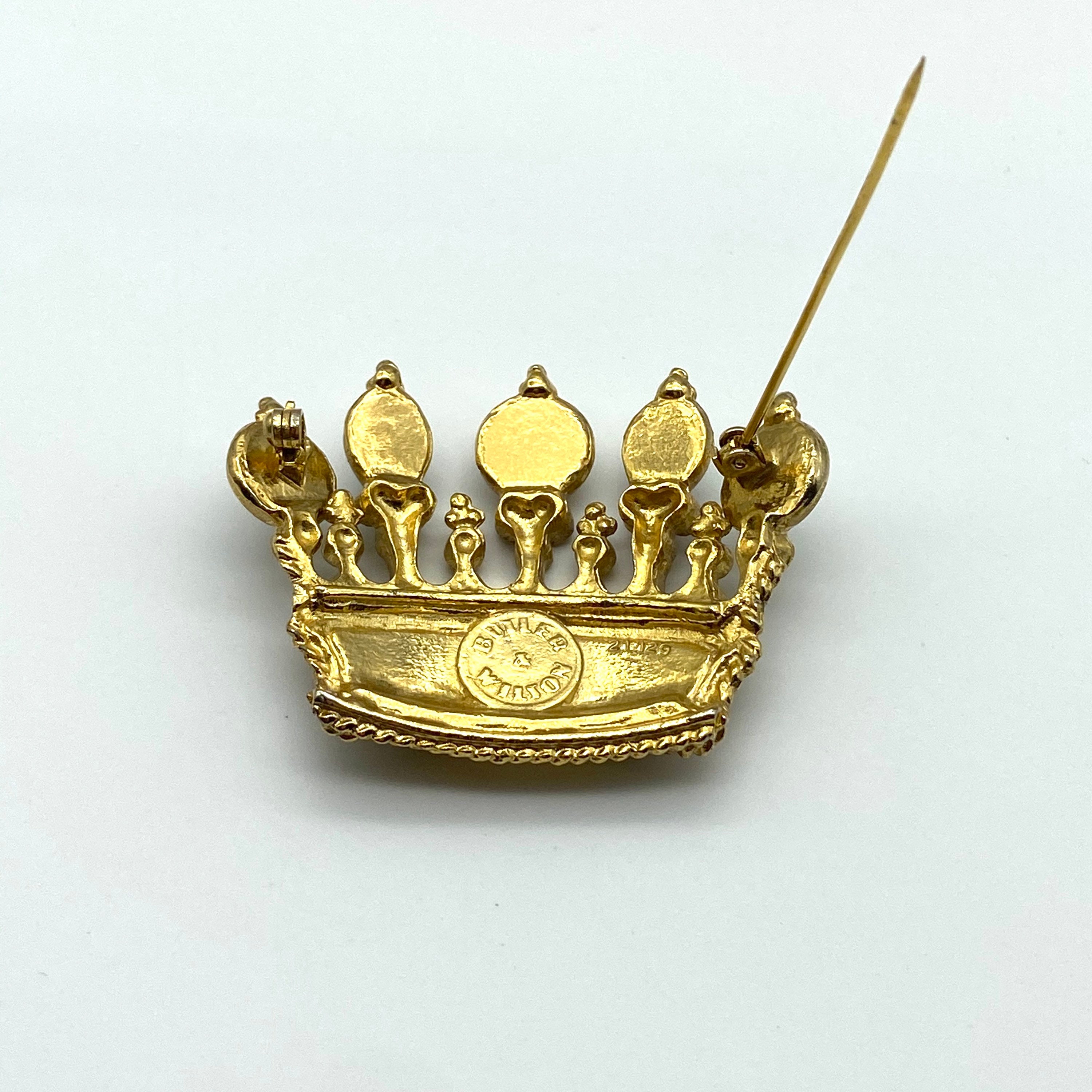 Butler and Wilson Crown Brooch With Tartan - Etsy UK