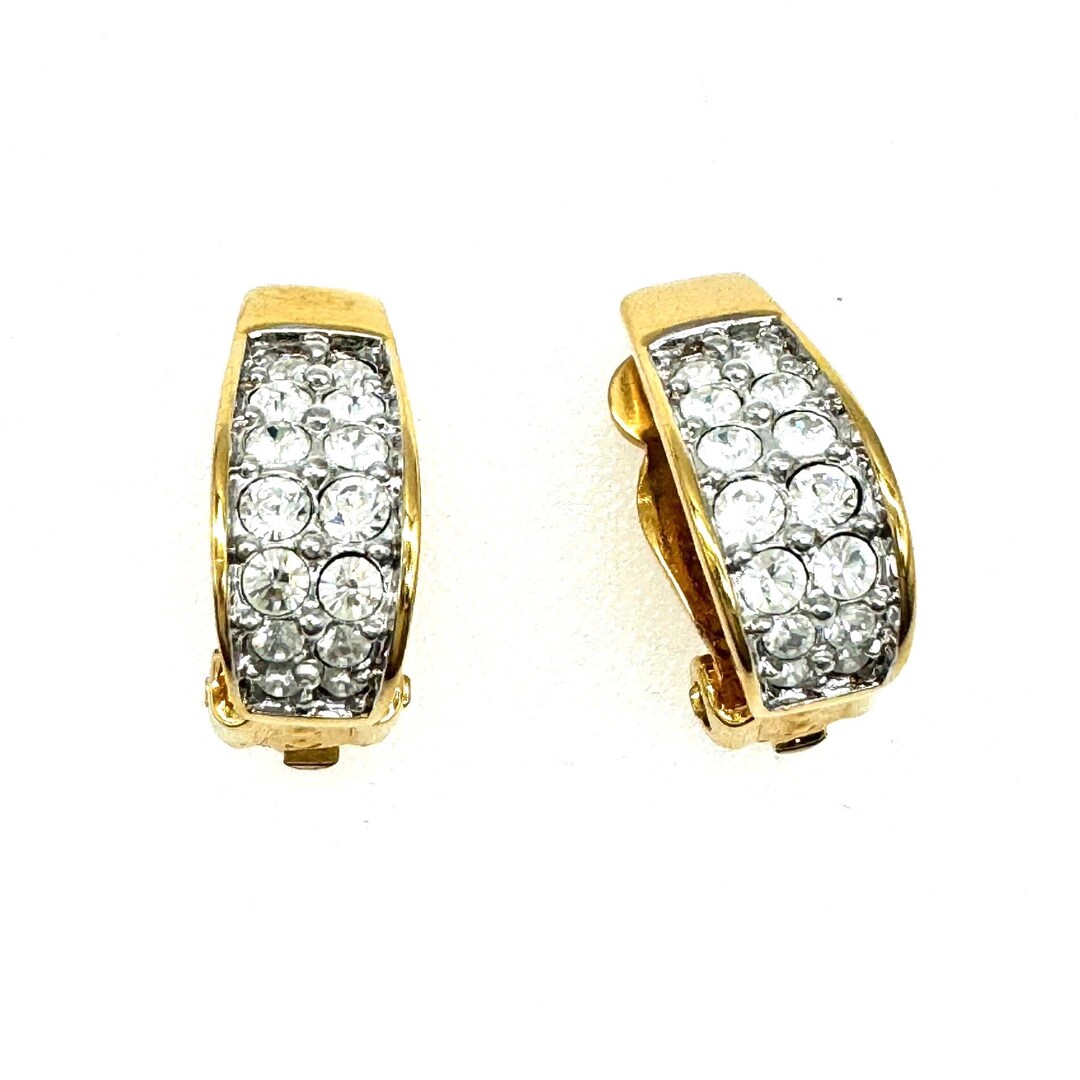 Swarovski (swan Hallmark) Clear Crystal Pave Set Clip on Earrings - Etsy