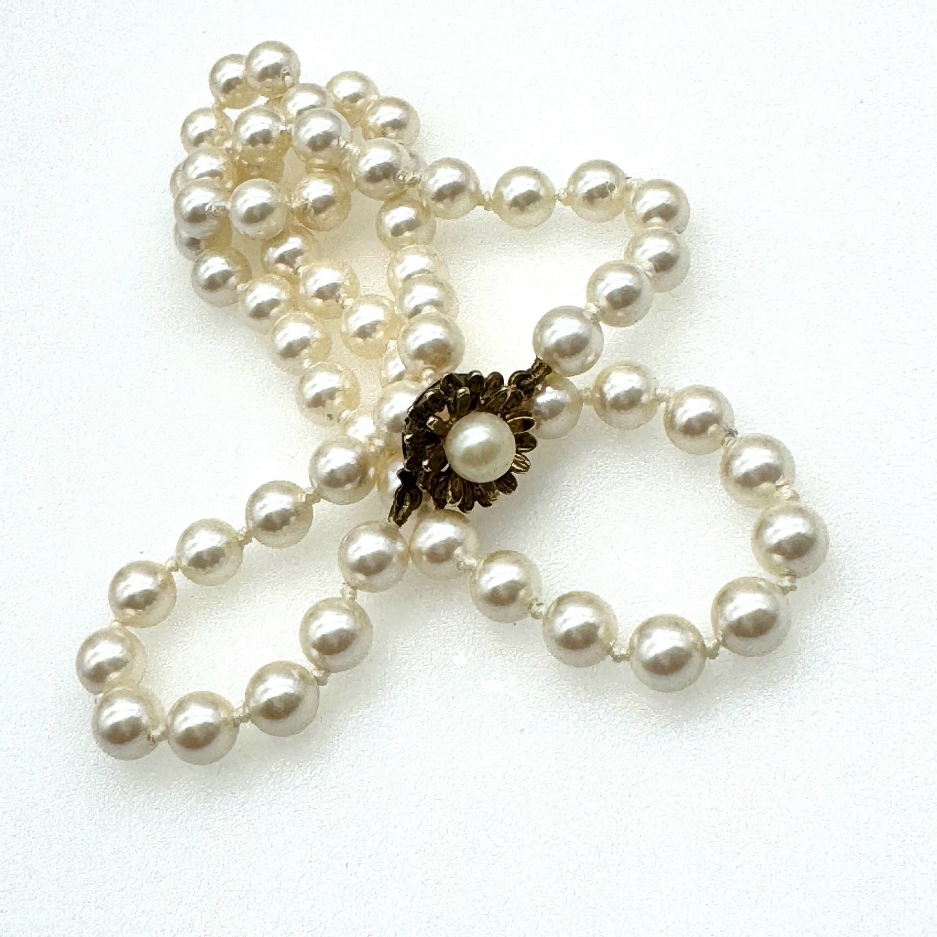 925 Jka Kohle of Pforzheim Germany Hand Knotted Imitation Pearl ...