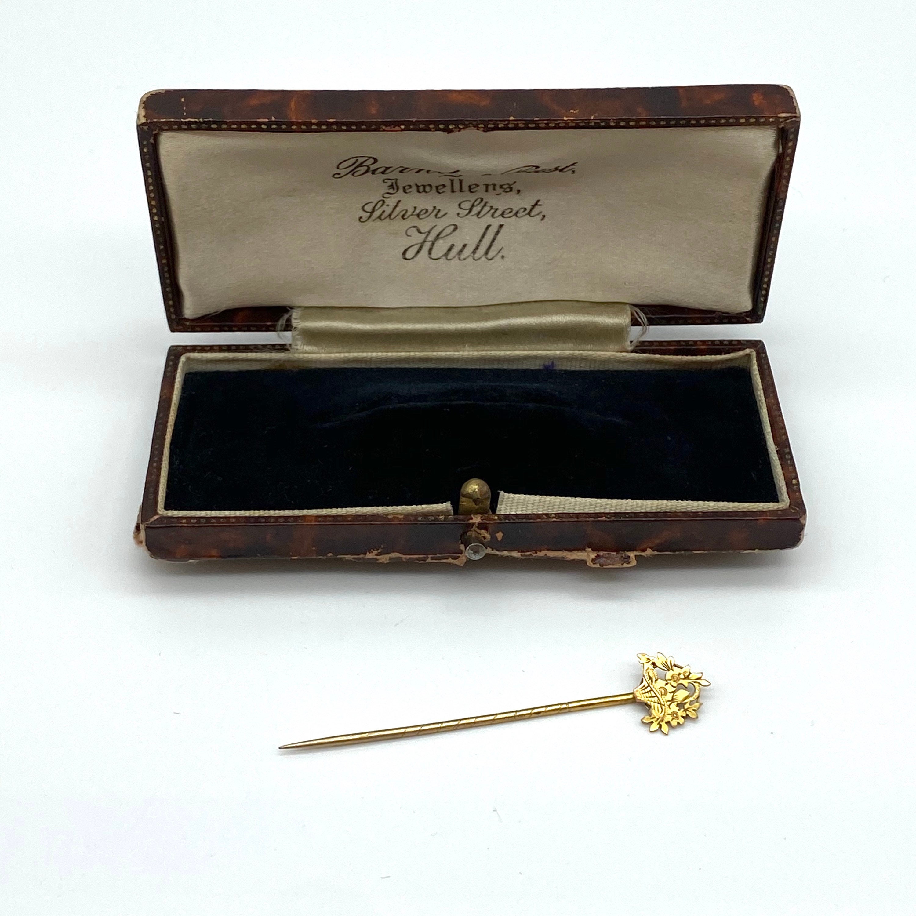 18ct Victorian Flower Basket Hatpin in Barnby & Rust Box - Etsy UK
