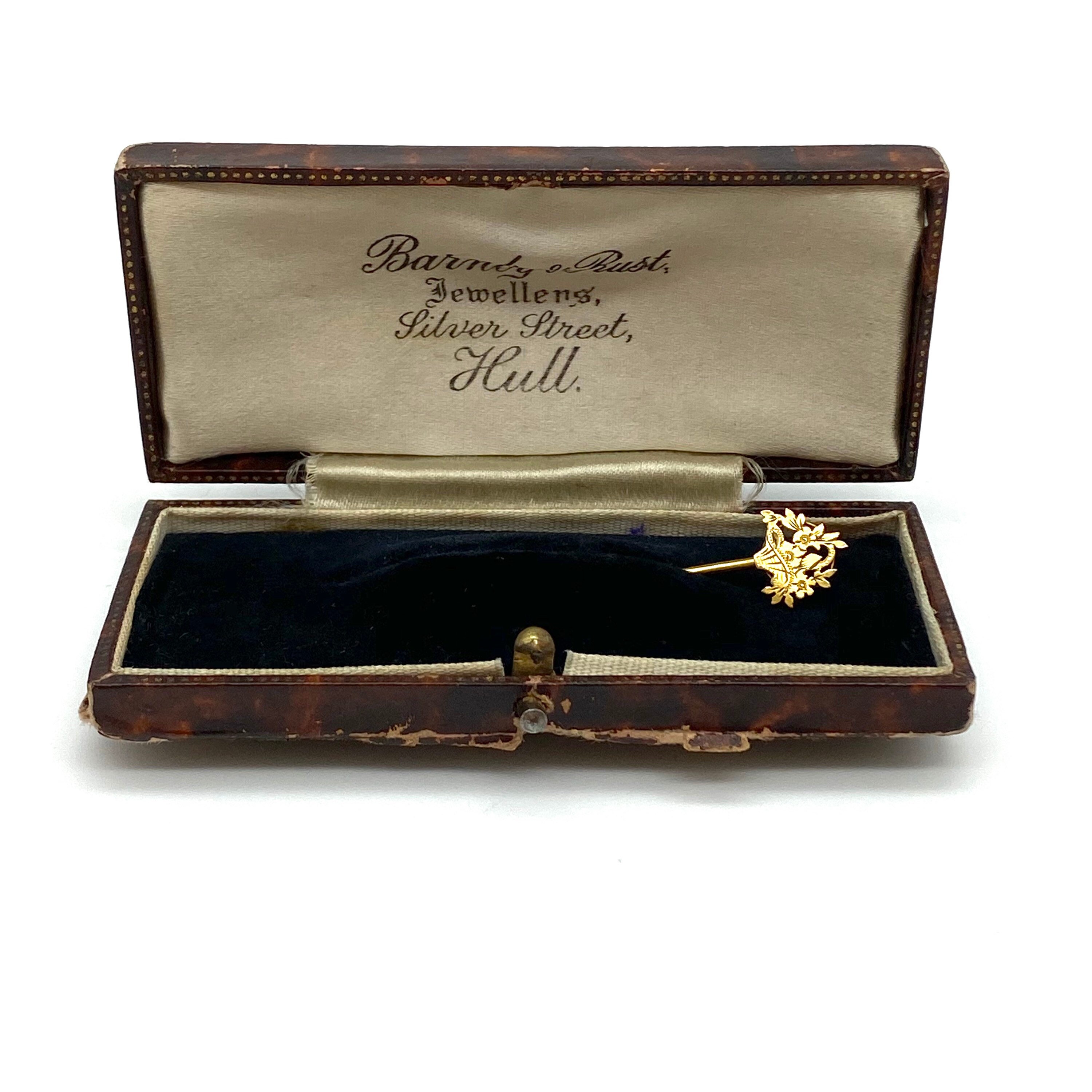18ct Victorian Flower Basket Hatpin in Barnby & Rust Box - Etsy UK