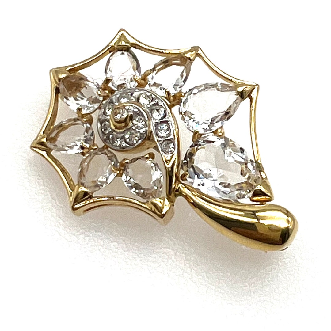 Swarovski (SC Logo) Gold Plated Crystal Conch Brooch - Etsy