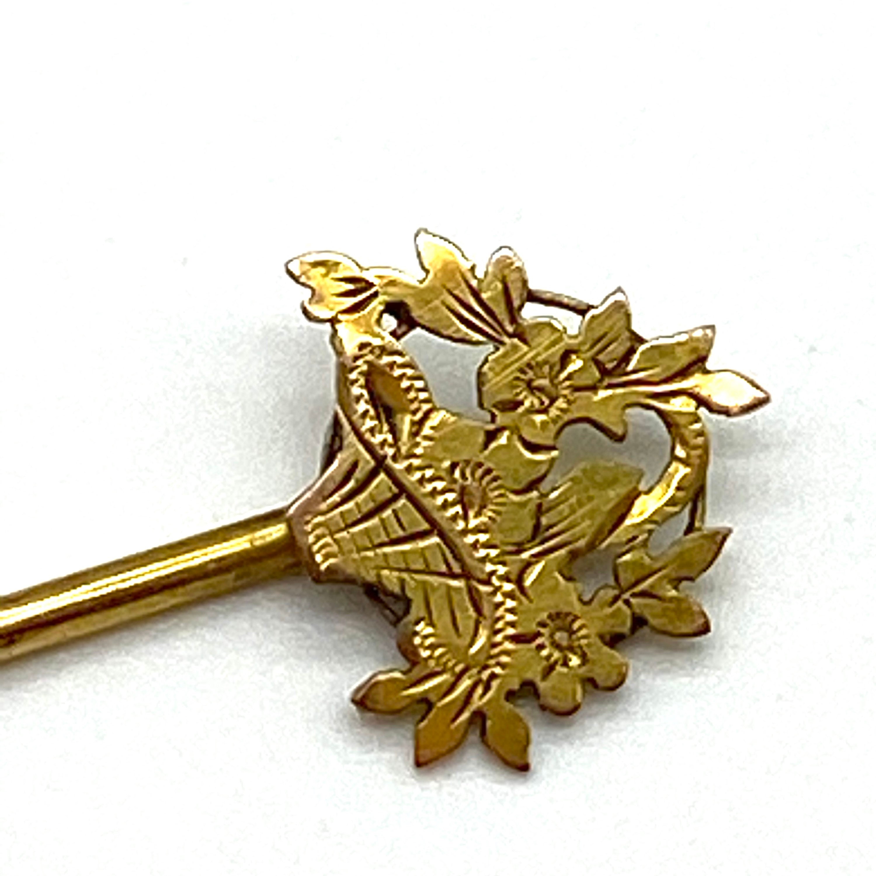 18ct Victorian Flower Basket Hatpin in Barnby & Rust Box - Etsy UK
