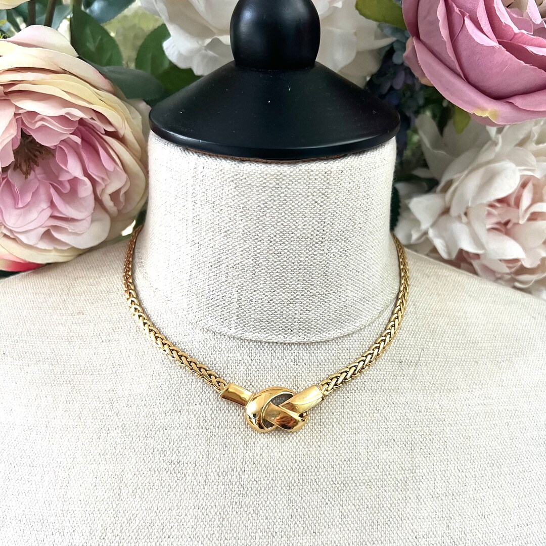Signed Gold Plated Open Work Love Knot Integral Pendant Necklace - Etsy