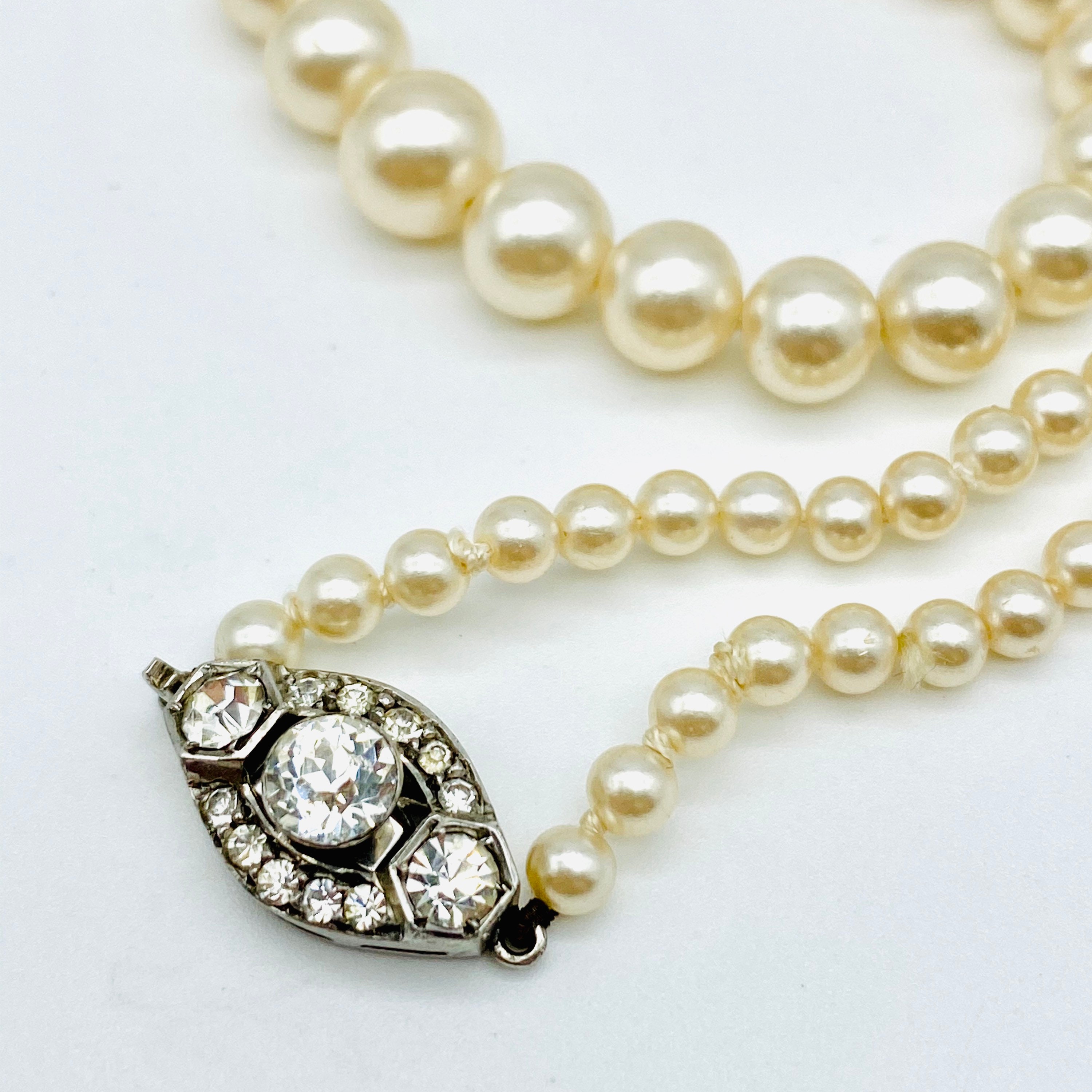 Ciro Faux Pearl Necklace SCP England Diamante Silver Clasp - Etsy UK