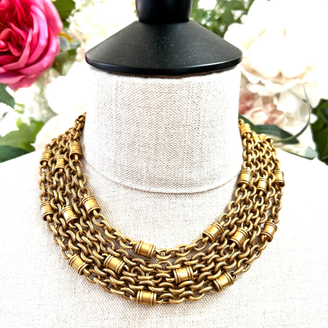 1980's Five Strand Cable Chain Barrel Link Double 'S' Clasp Necklace - Etsy