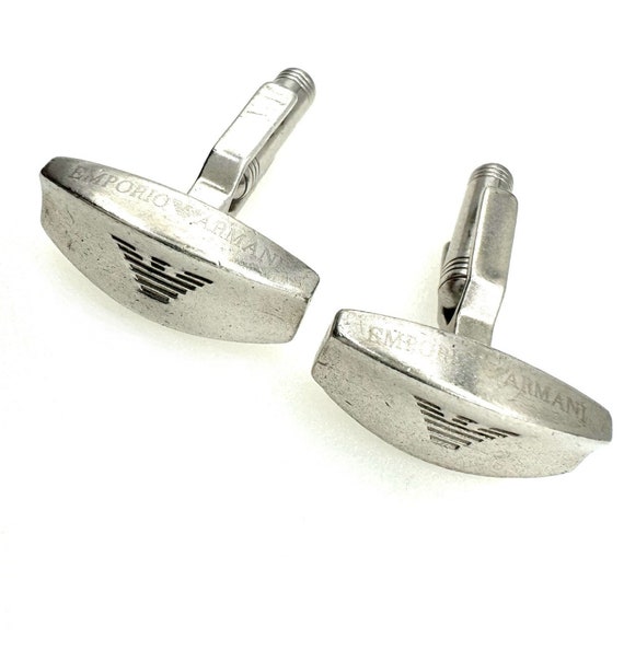 Buy Emporio Armani 1980 s Solid Silver Birmingham Hallmarked Logo Cufflinks Online in India Etsy