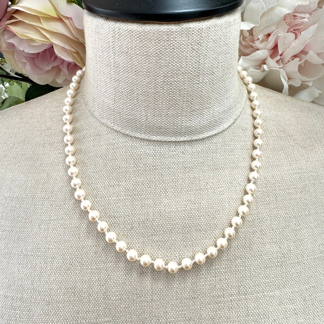 925 Jka Kohle of Pforzheim Germany Hand Knotted Imitation Pearl ...