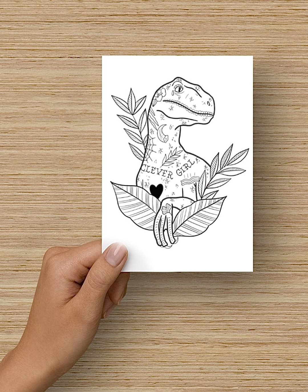 Tattooed Velociraptor Print - Etsy